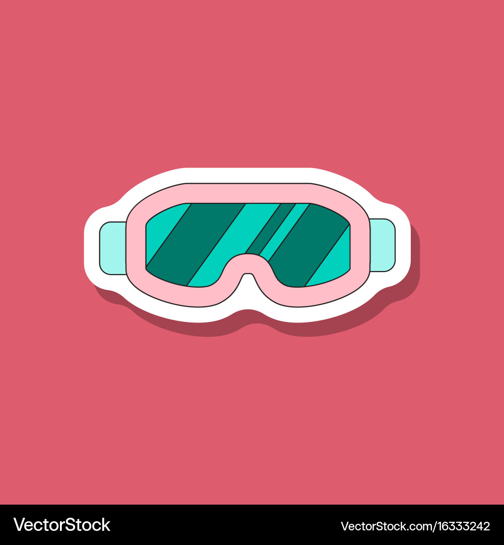 Paper sticker on stylish background ski goggles Vector Image