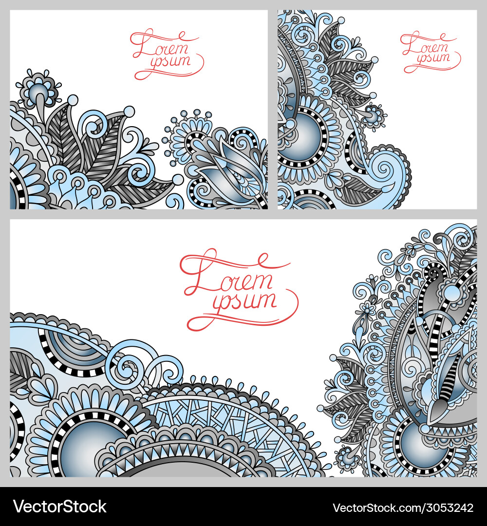 Set of floral decorative background template frame