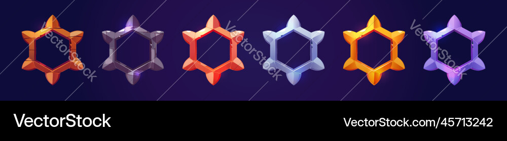 Set of game avatar frames on dark background Vector Image