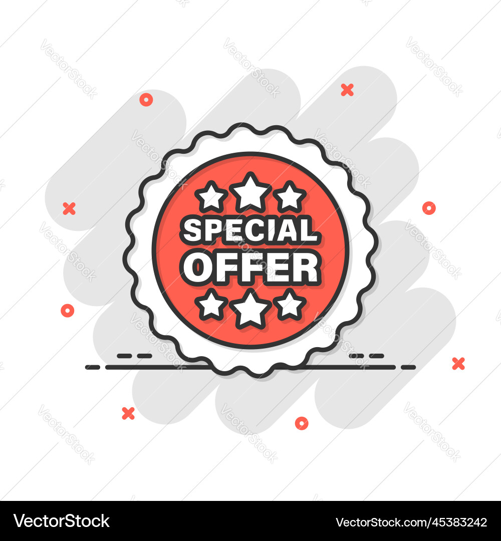 Special offer label icon in comic style discount Vector Image
