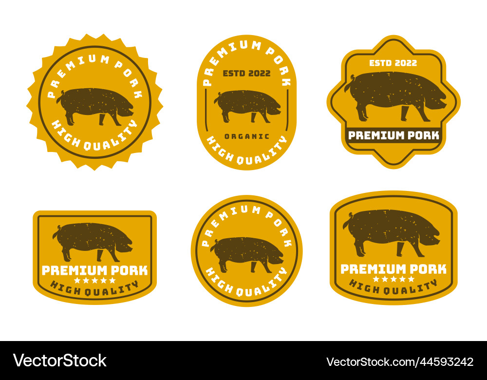 Vintage pork badge logo Royalty Free Vector Image
