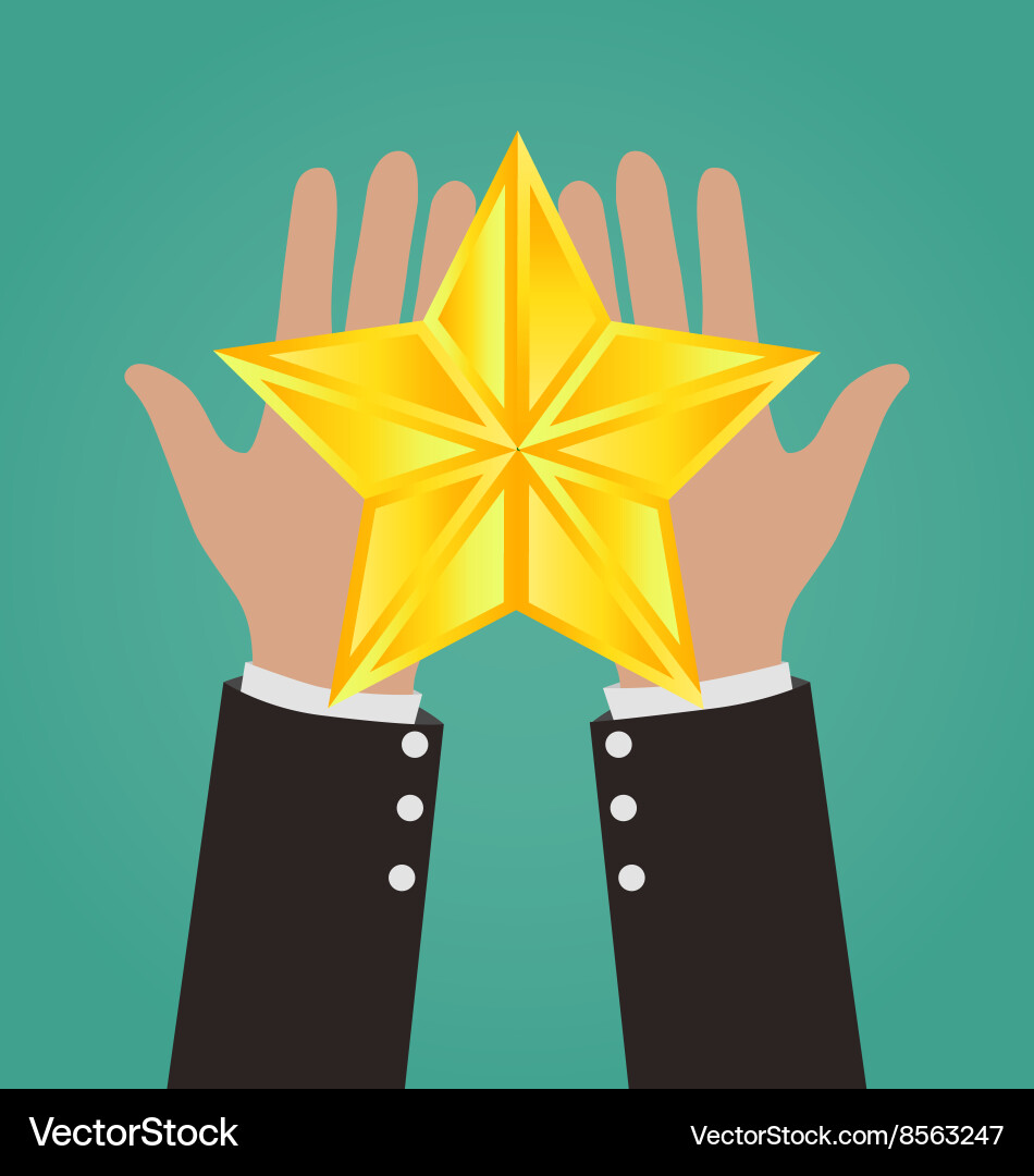 Businessman hands giving gold star Royalty Free Vector Image