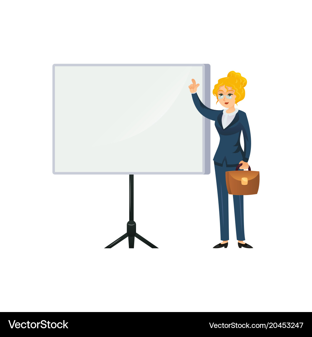 Businesswoman making presentation on white Vector Image