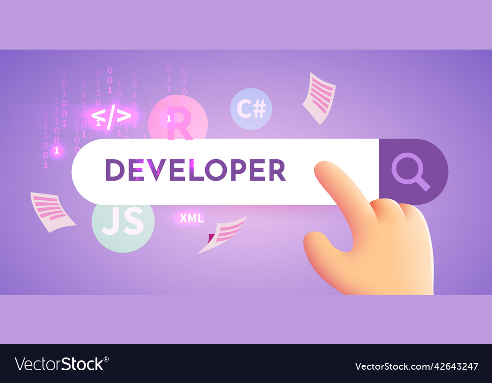 Cartoon hand looking for a developer using Vector Image