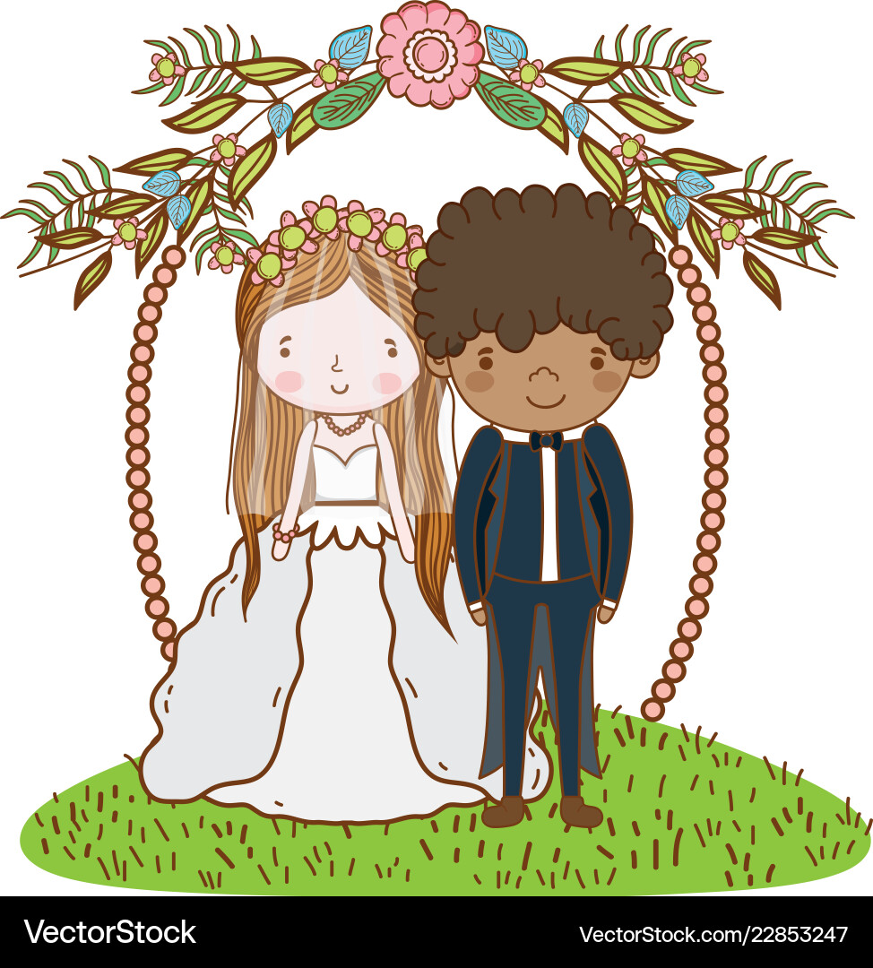Couple marriage cute cartoon Royalty Free Vector Image