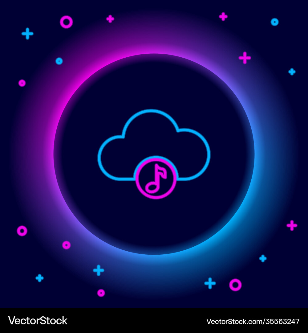 Glowing neon line music streaming service icon Vector Image