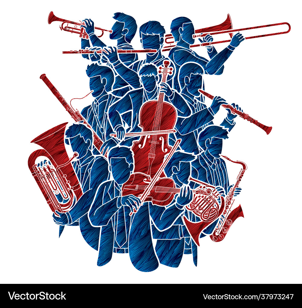 Group musician orchestra instrument Royalty Free Vector