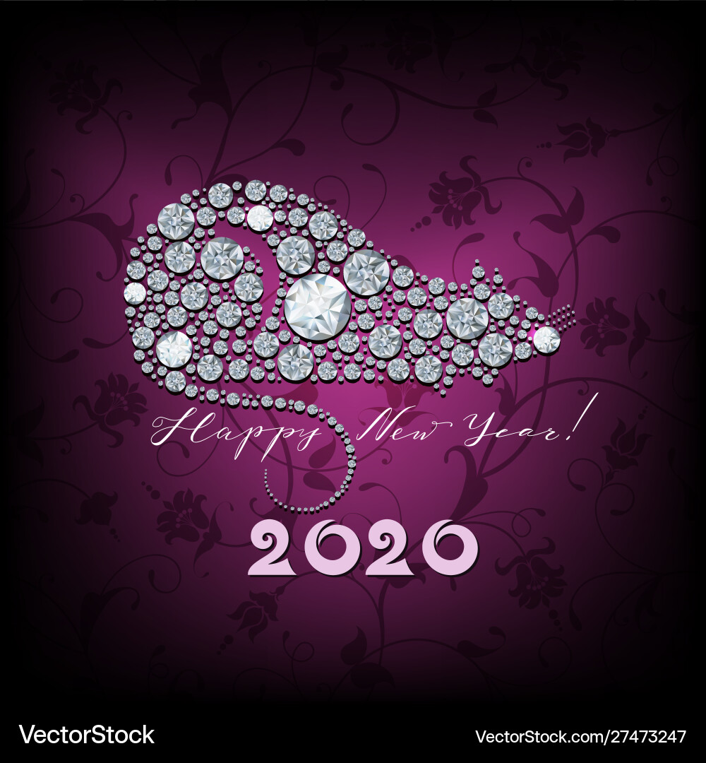 Happy new year card 2020 greeting Royalty Free Vector Image
