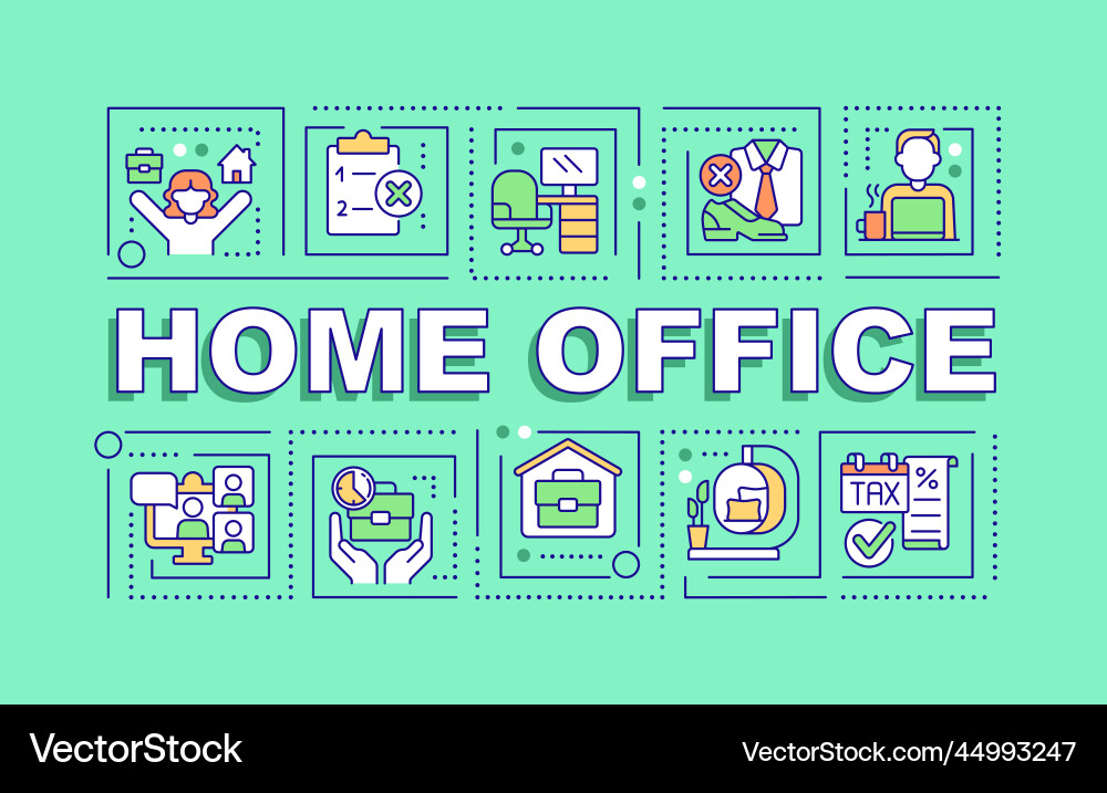 Home office word concepts light green banner Vector Image