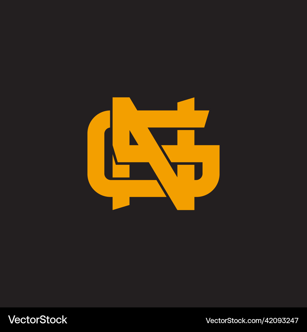 Letter gn simple overlap line gold logo Royalty Free Vector