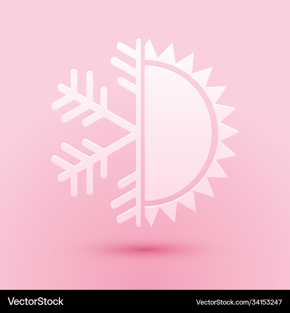 Paper cut hot and cold symbol sun snowflake Vector Image