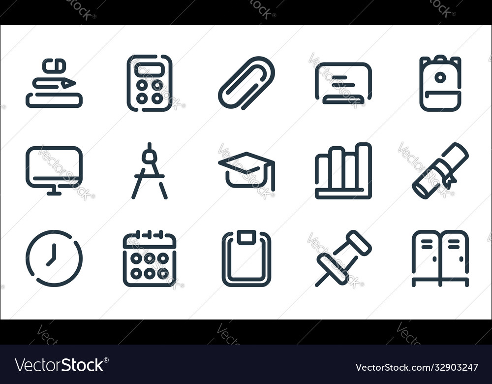 School line icons linear set quality line set Vector Image