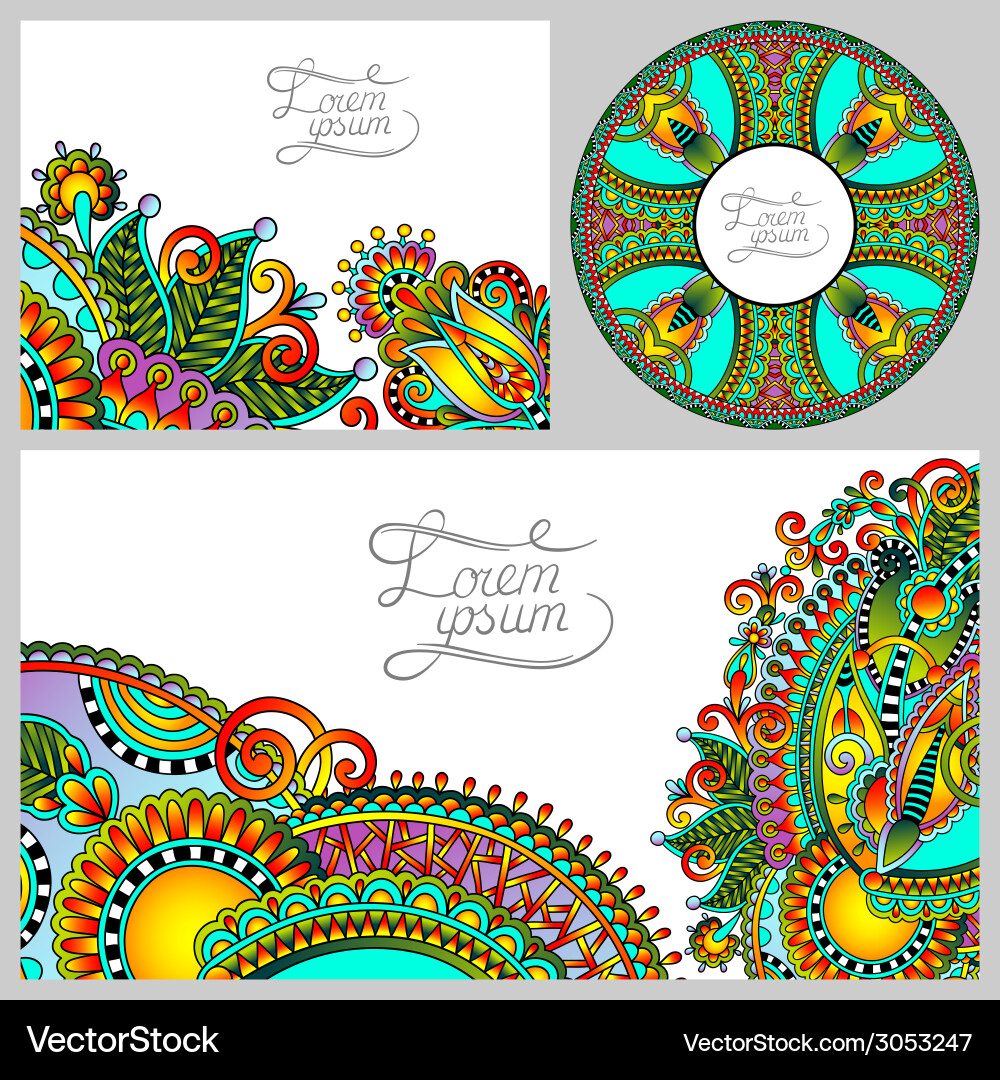 Set of floral decorative background template frame
