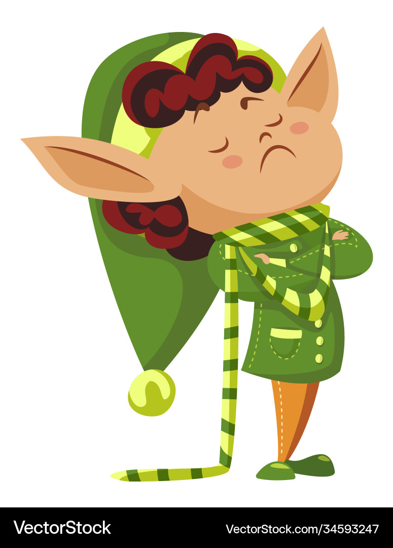 Winter fairy character elf crossing hands Vector Image