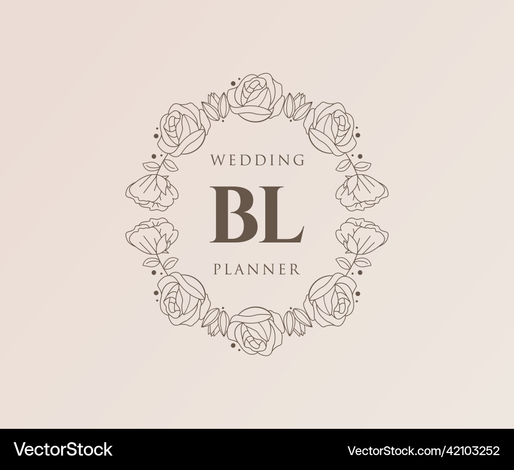 Bl initials letter wedding monogram logos Vector Image