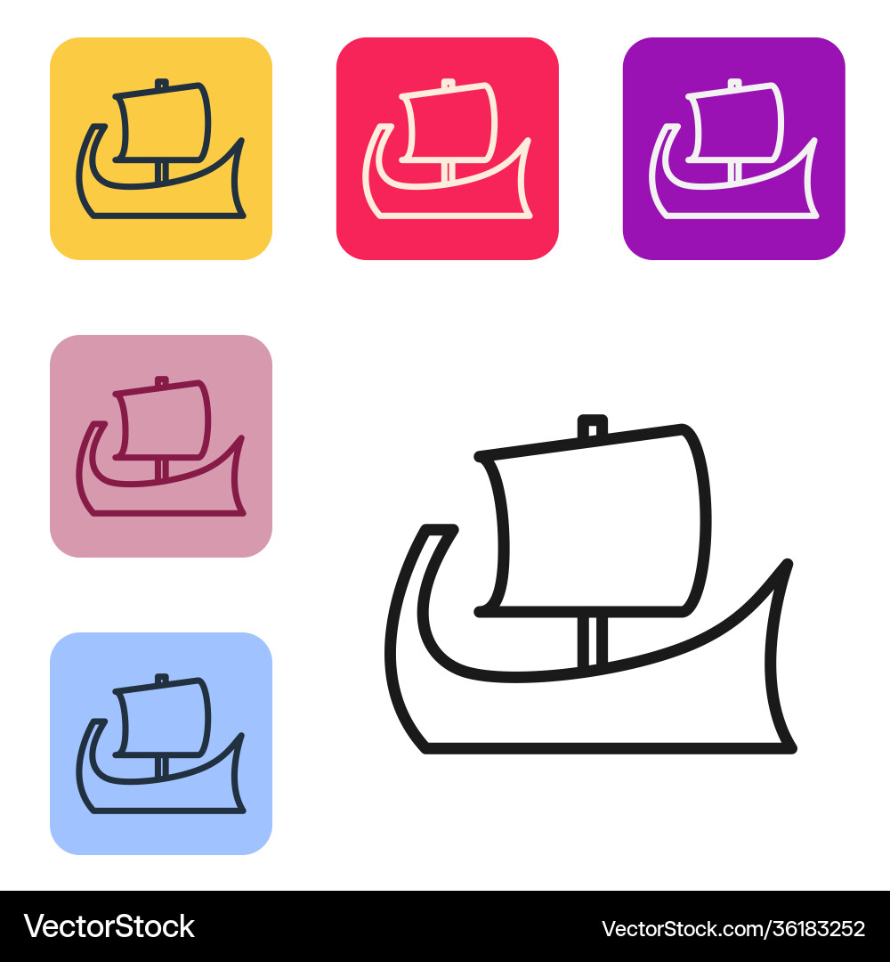 Black line ancient greek trireme icon isolated Vector Image