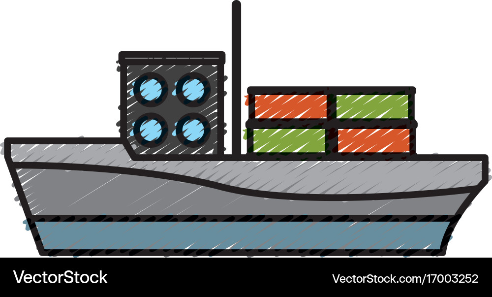Cargo ship carries steel containers for delivery Vector Image