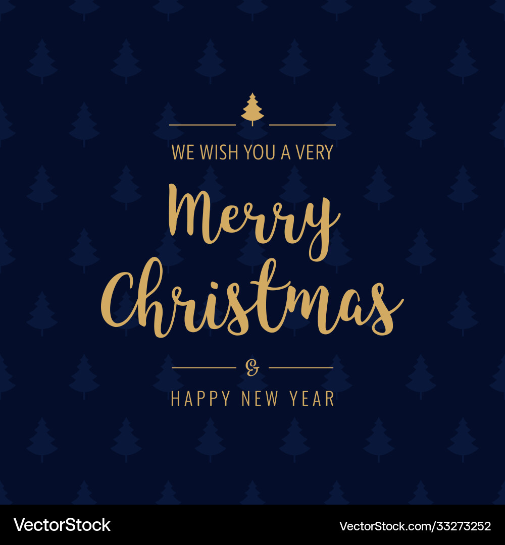 Christmas golden greeting text card tree seamless Vector Image