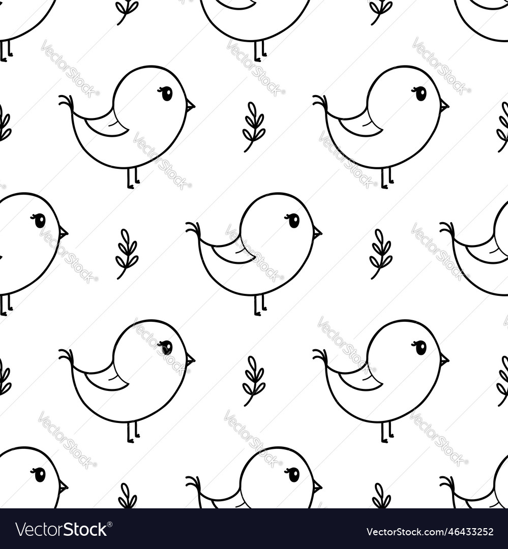 Cute spring bird seamless pattern Royalty Free Vector Image