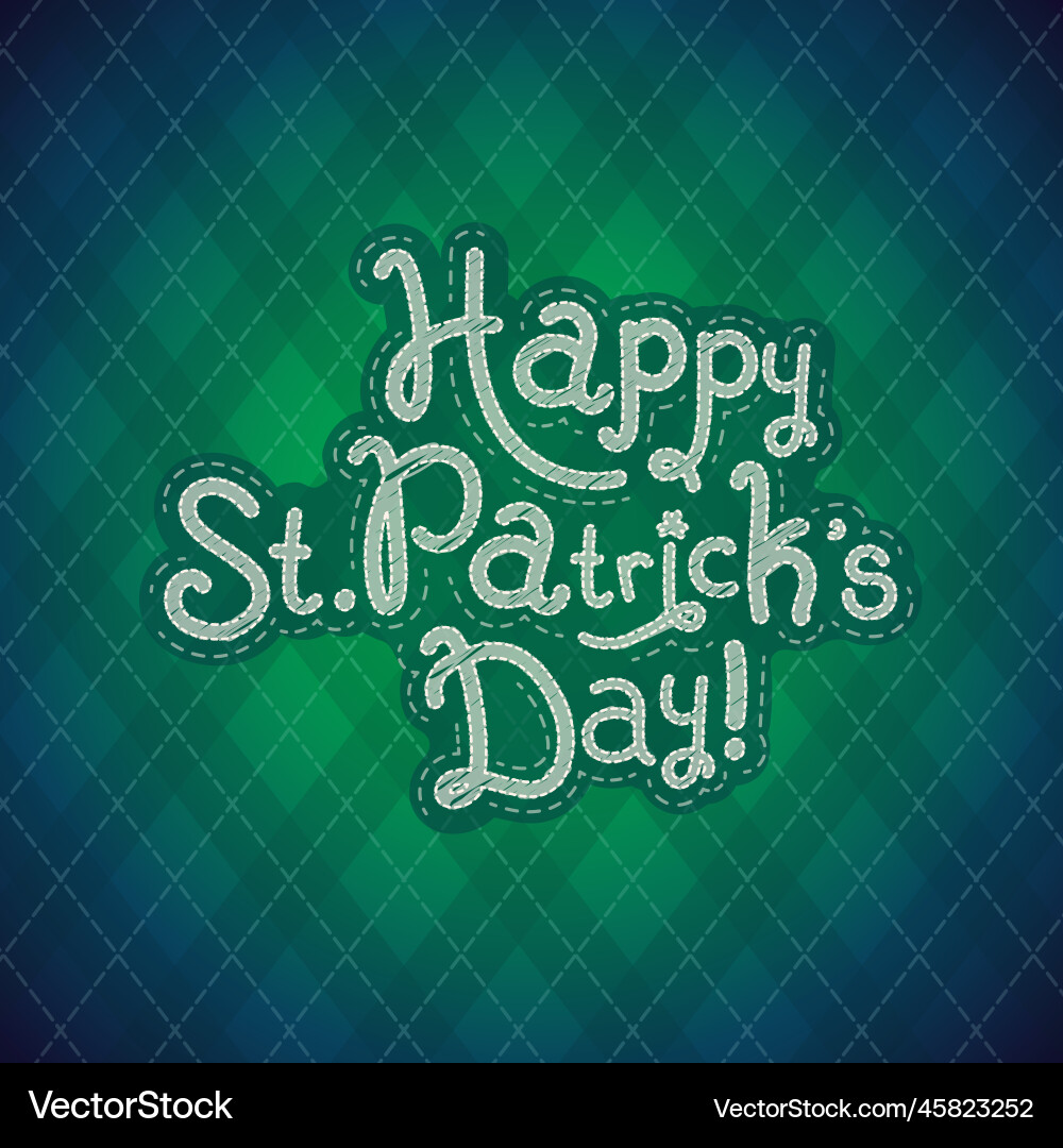 Happy st patricks day embroidered sign Royalty Free Vector