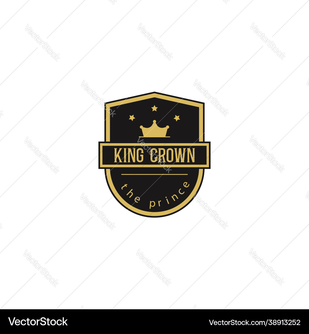 King crown prince badge emblem logo template Vector Image