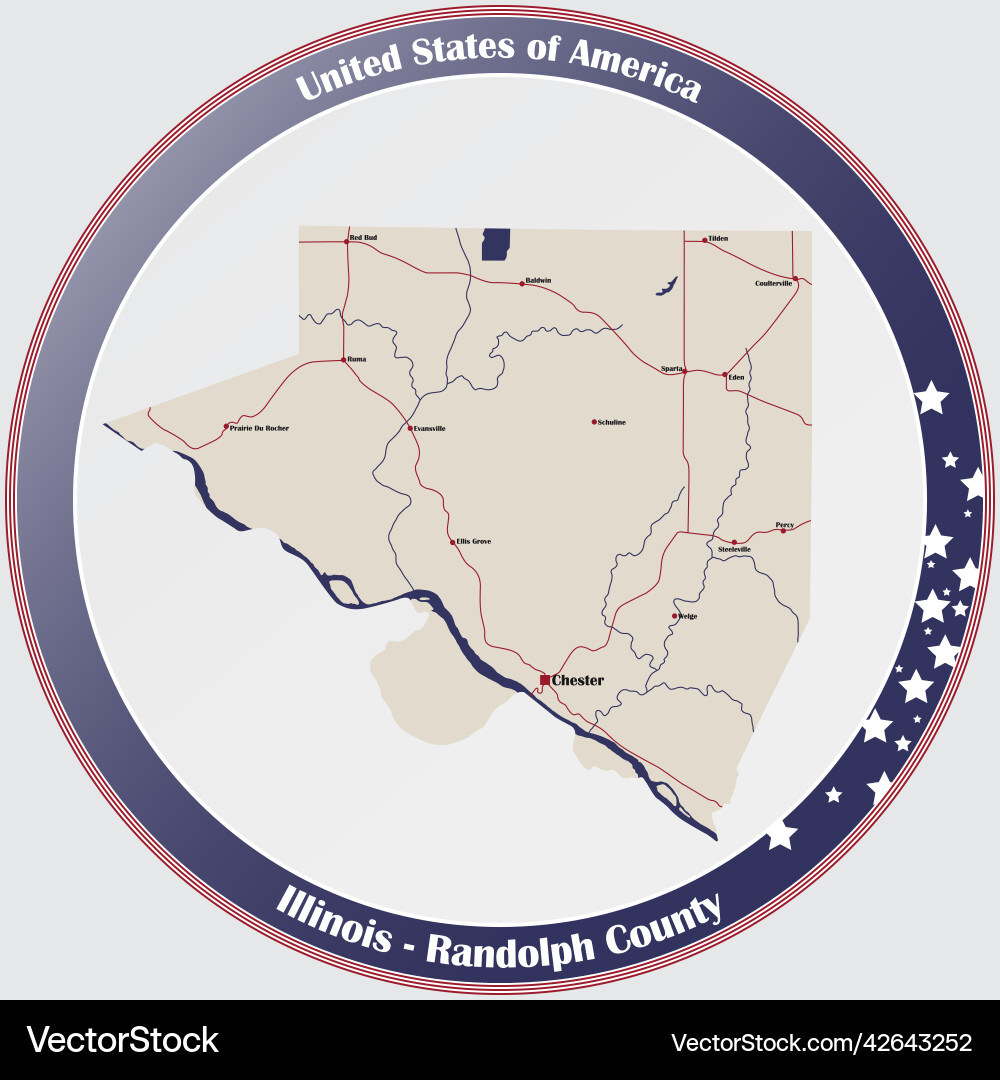 Map of randolph county in illinois Royalty Free Vector Image