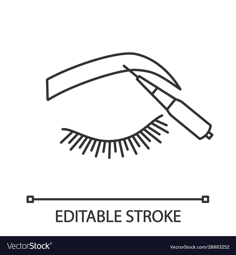 Microblading eyebrows linear icon Royalty Free Vector Image