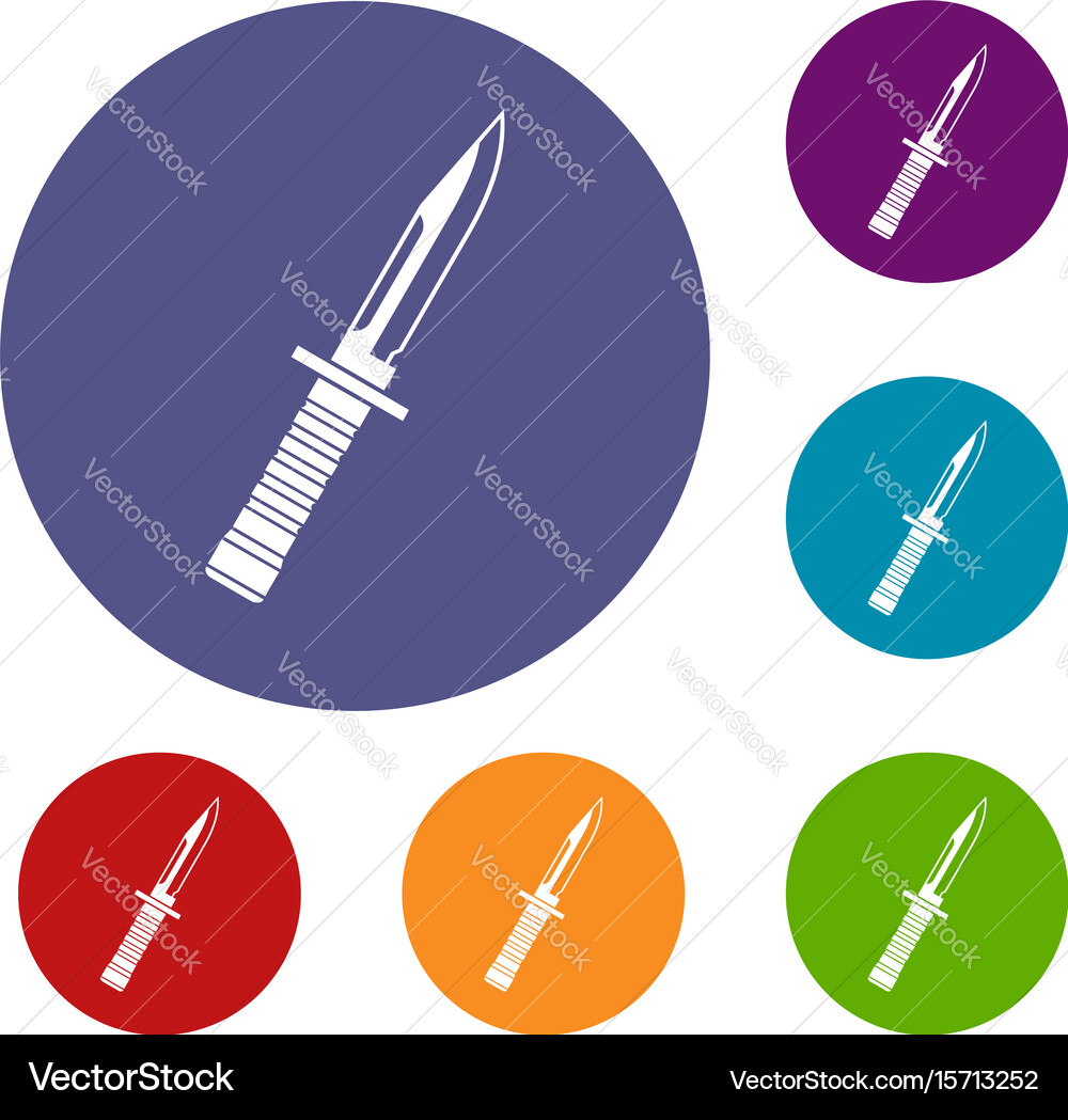 Military knife icons set Royalty Free Vector Image