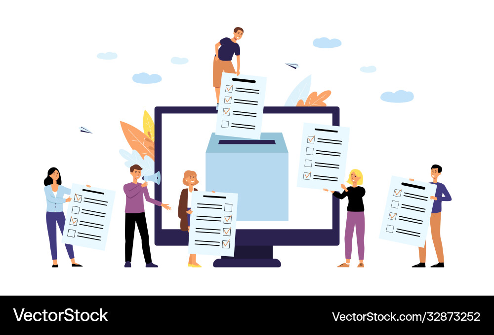 Online polling or survey concept with people flat Vector Image