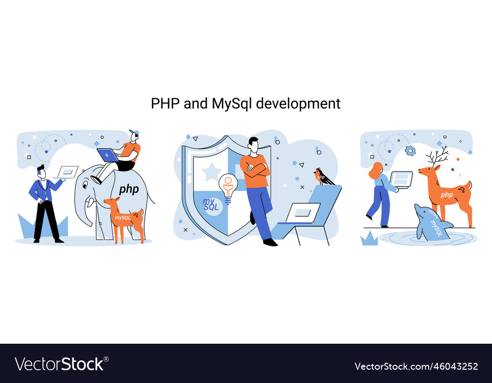 Php and mysql development software website Vector Image
