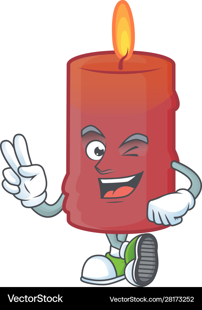 Red candle character cartoon style with two Vector Image