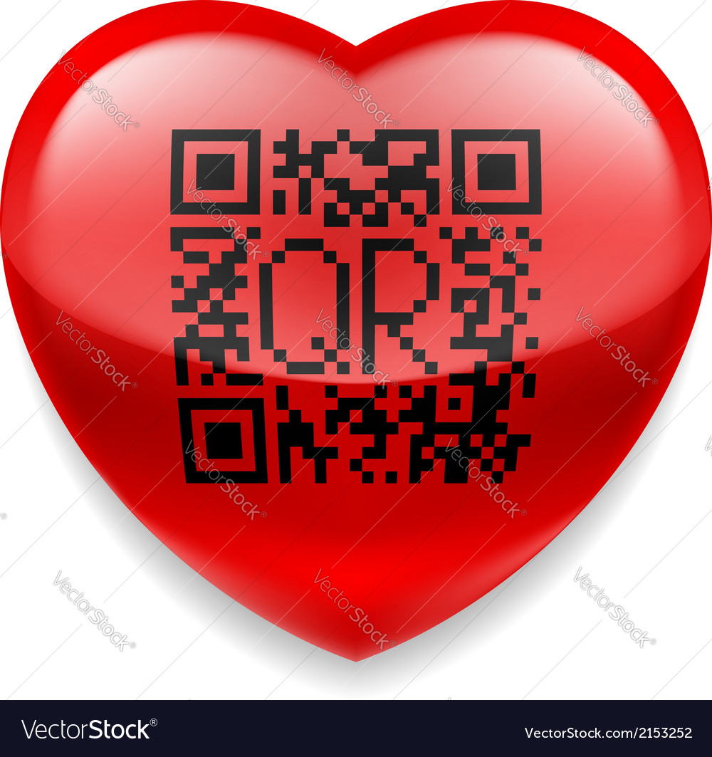 Red heart with qr code Royalty Free Vector Image