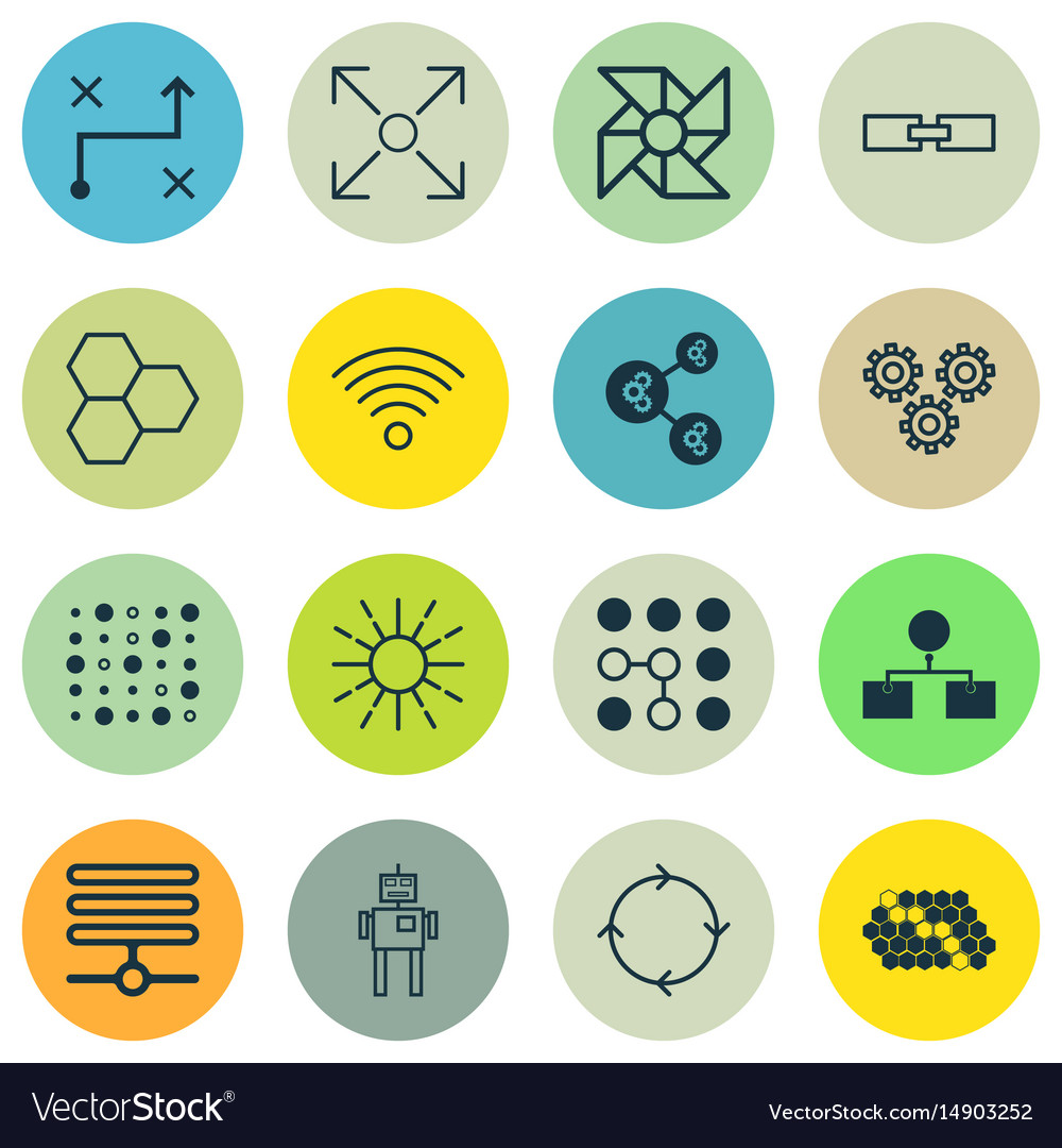 Set of 16 robotics icons includes information Vector Image