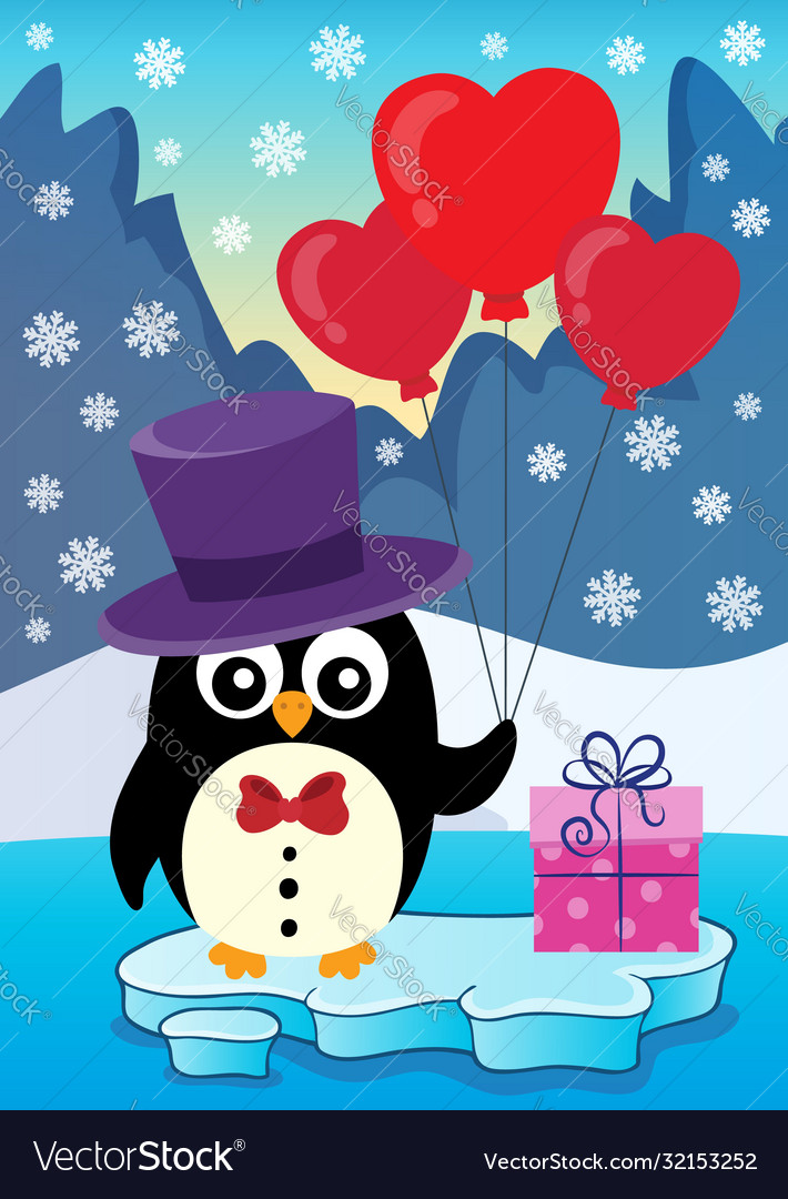 Valentine penguin topic image 3 Royalty Free Vector Image