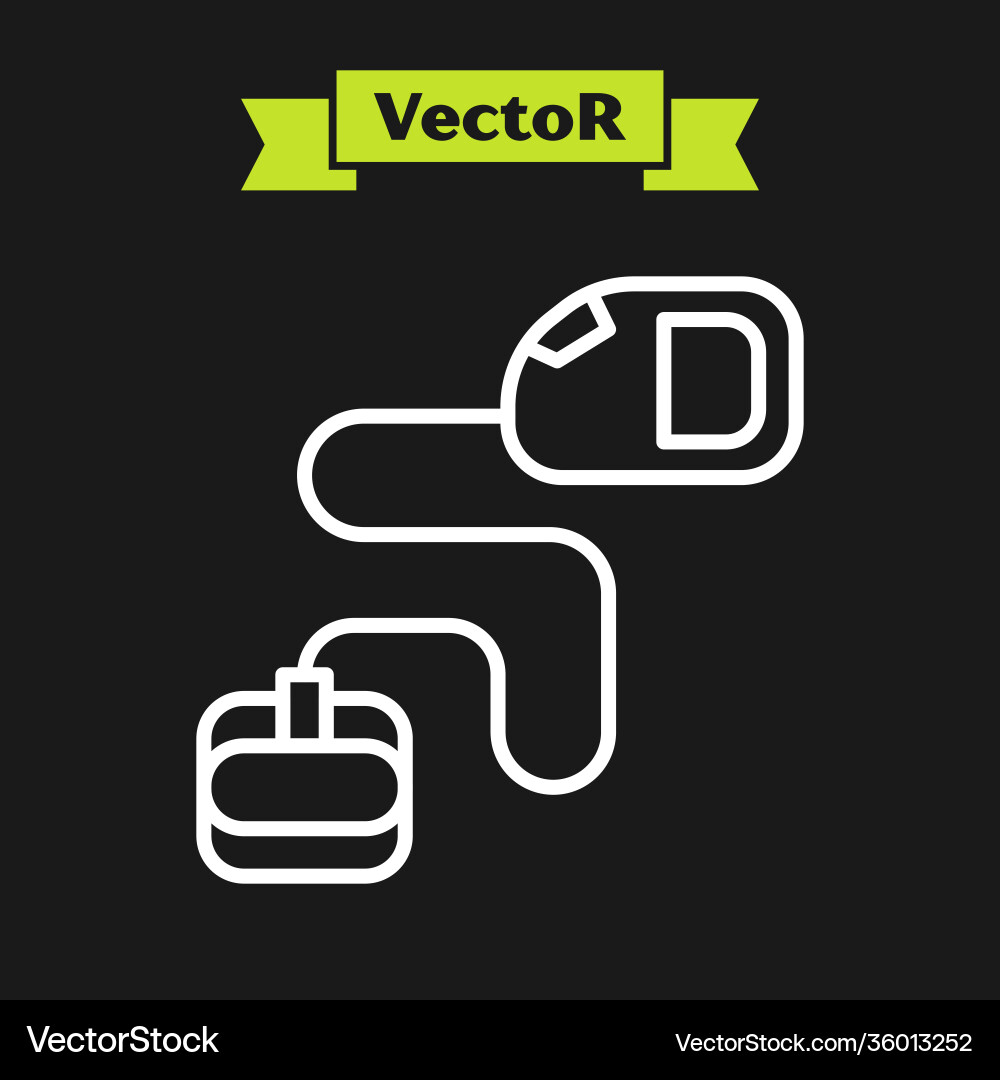 White line retractable cord leash with carabiner Vector Image