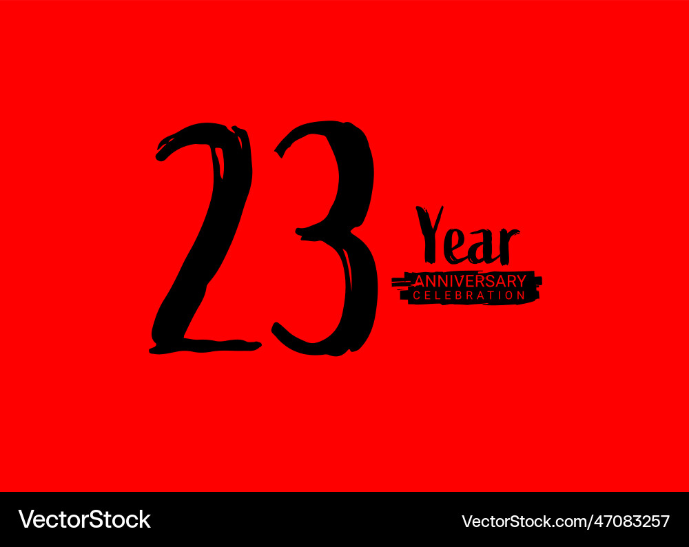 23 years anniversary celebration logo on red Vector Image