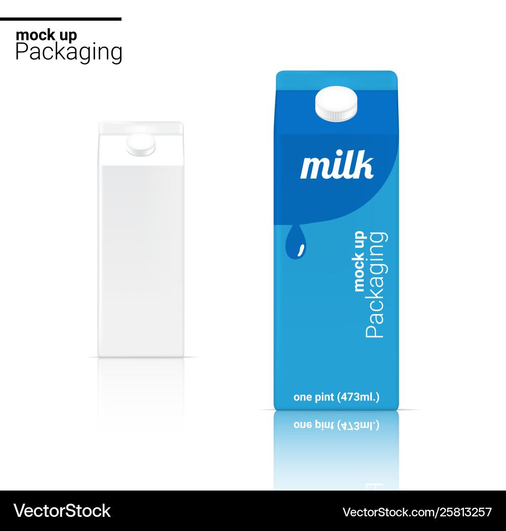 3d mock up realistic milk box carton pack Vector Image
