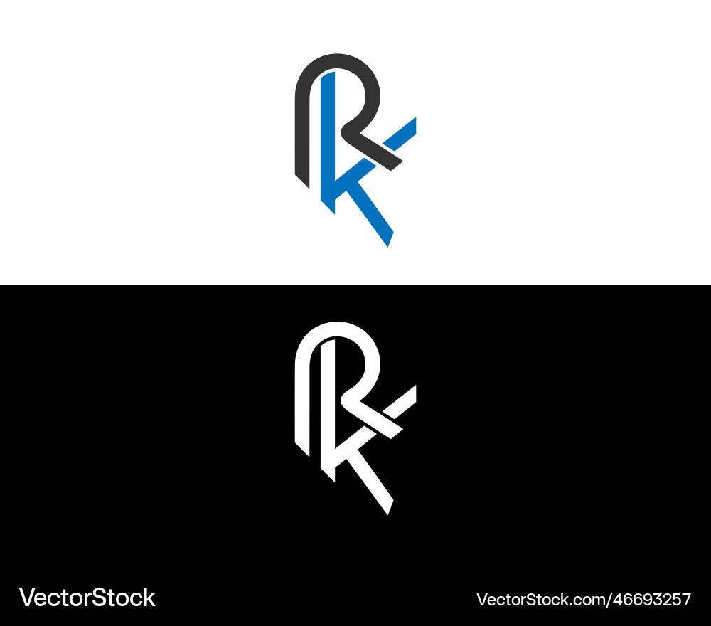 Abstract letter rk and kr logo design Royalty Free Vector