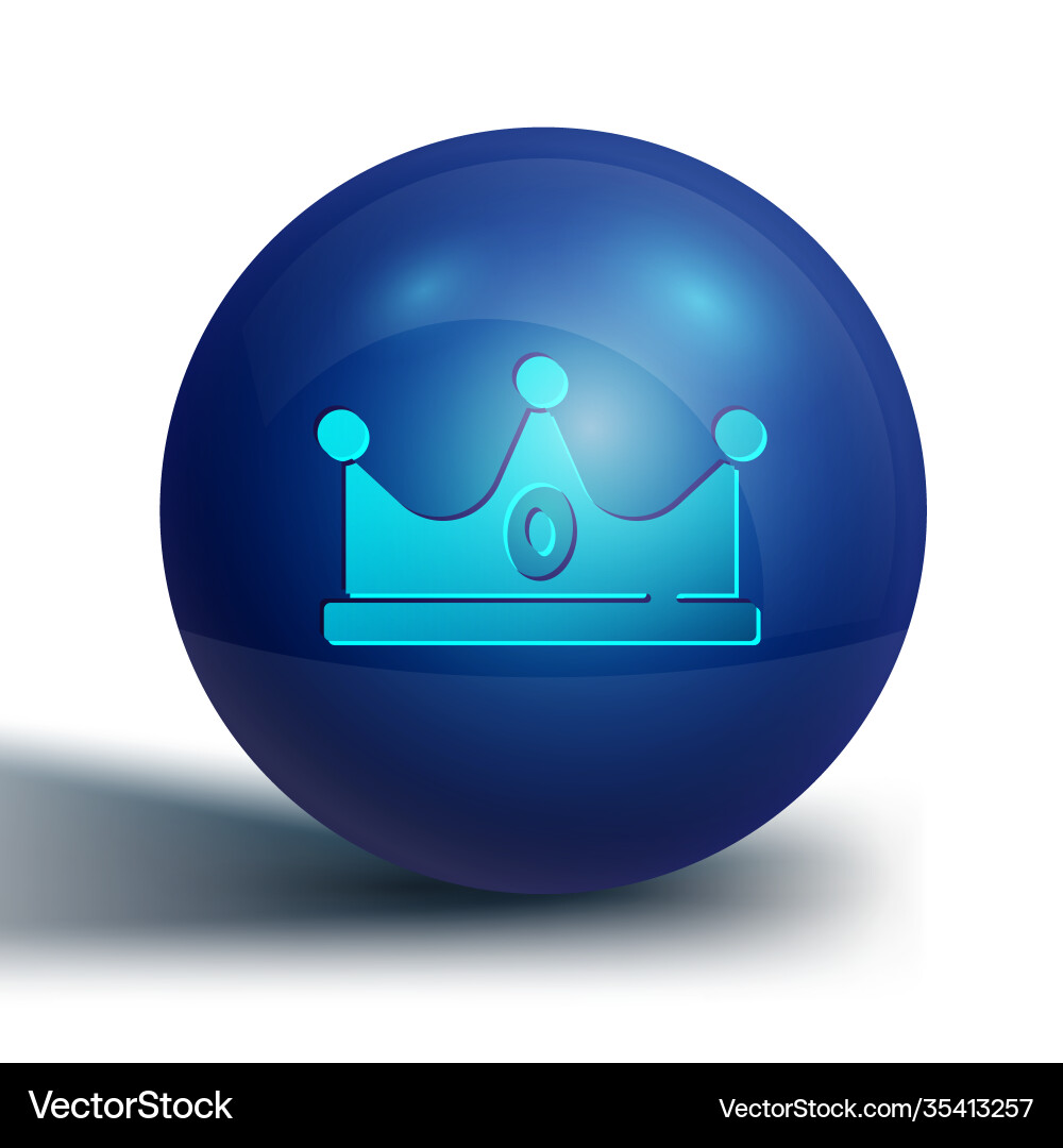 Blue king crown icon isolated on white background Vector Image