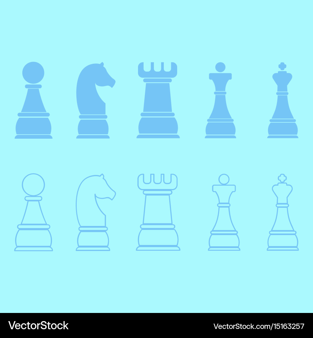 Chess icons outline pieces Royalty Free Vector Image