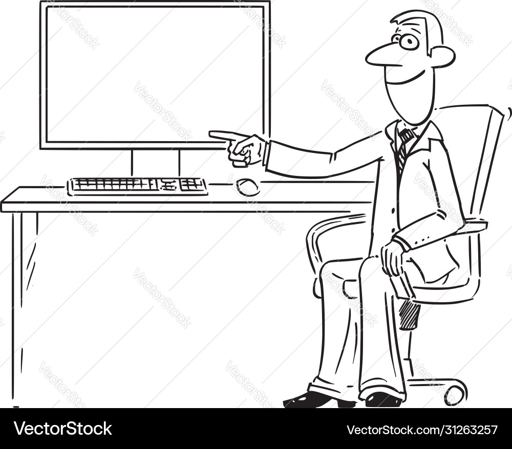 Comic cartoon man or businessman working on Vector Image