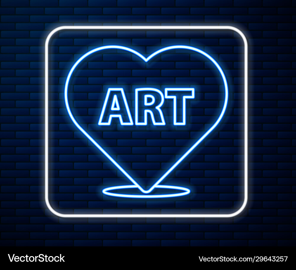 Glowing neon line heart with text art icon Vector Image