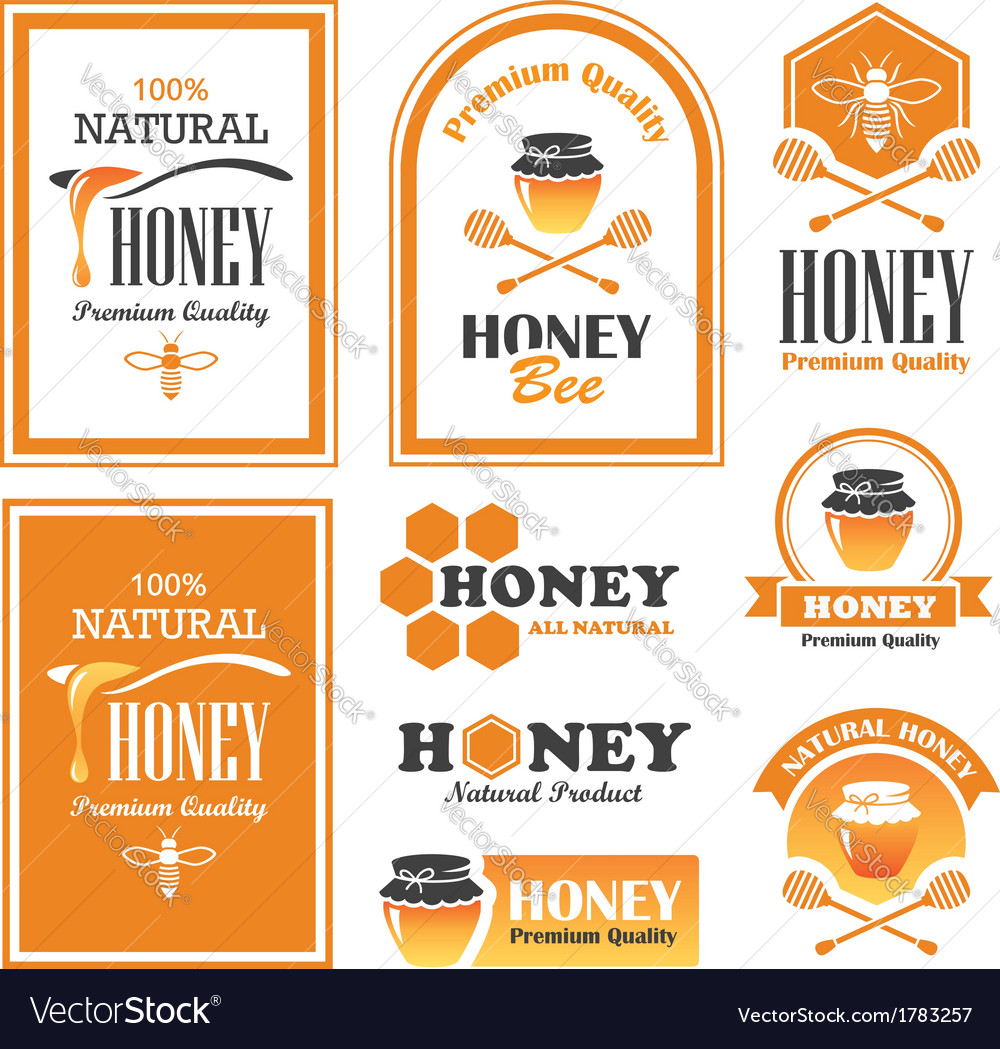 Honey Labels Royalty Free Vector Image VectorStock