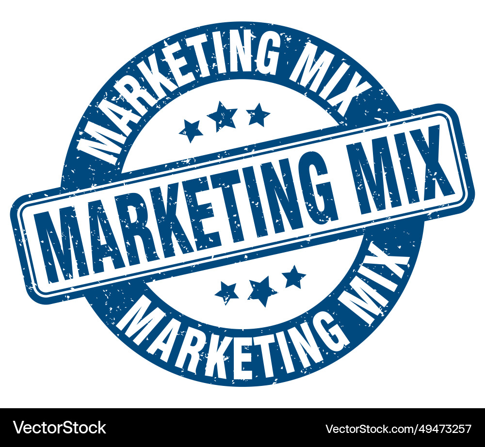 Marketing mix stamp label round Royalty Free Vector Image