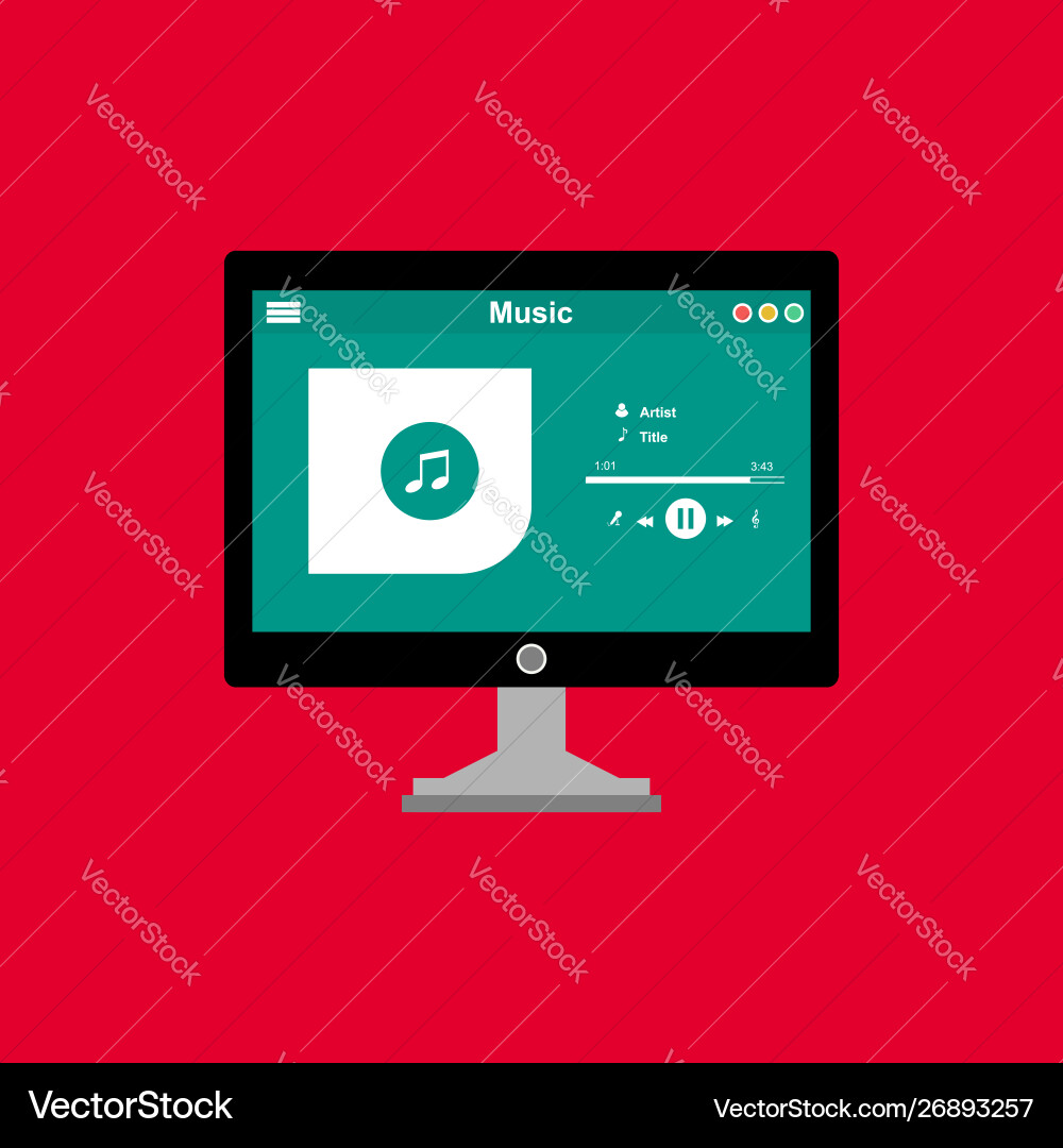 Media player application app template with flat Vector Image