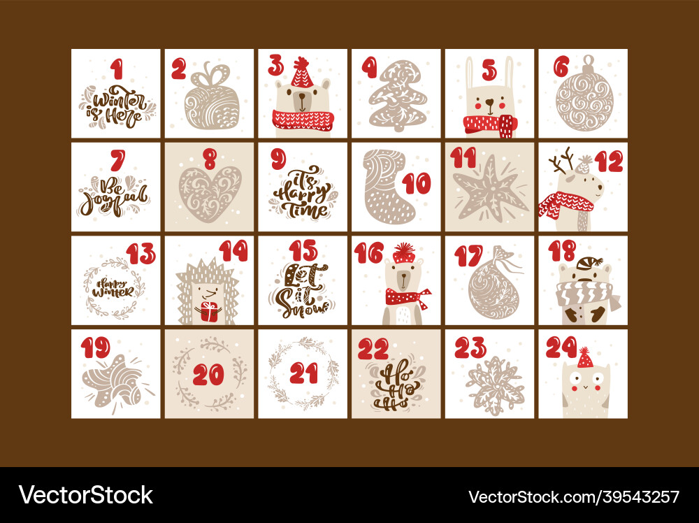 Merry christmas advent scandinavian Royalty Free Vector