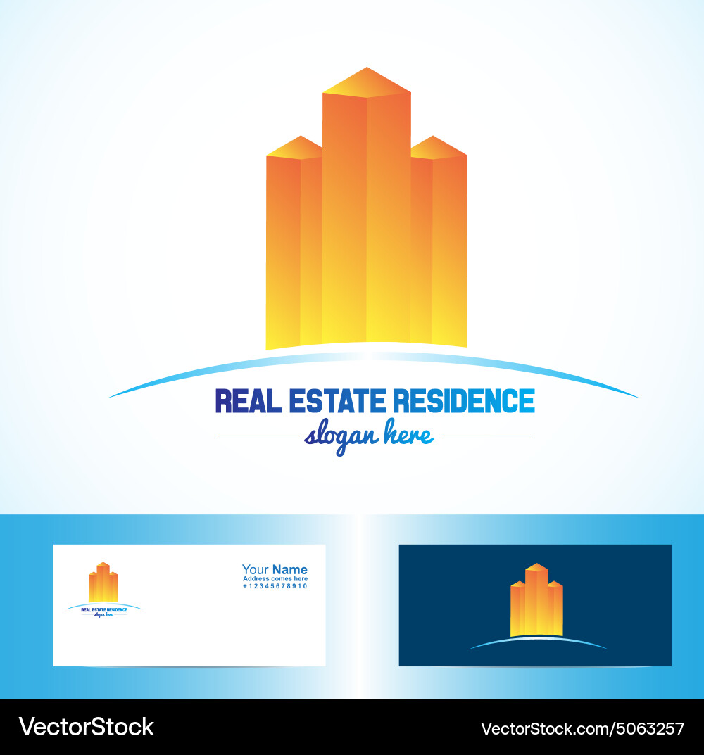 Orange real estate building logo Royalty Free Vector Image