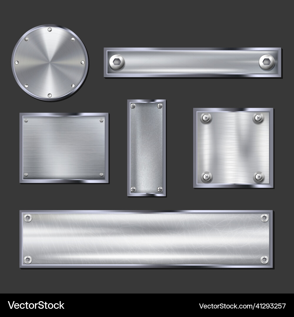 Realistic detailed 3d different shiny metal Vector Image