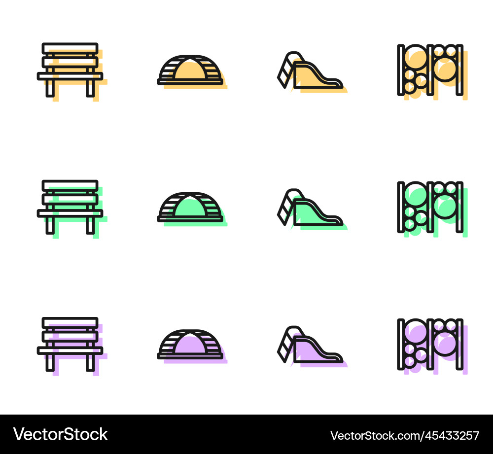 Set line slide playground bench monkey bar Vector Image