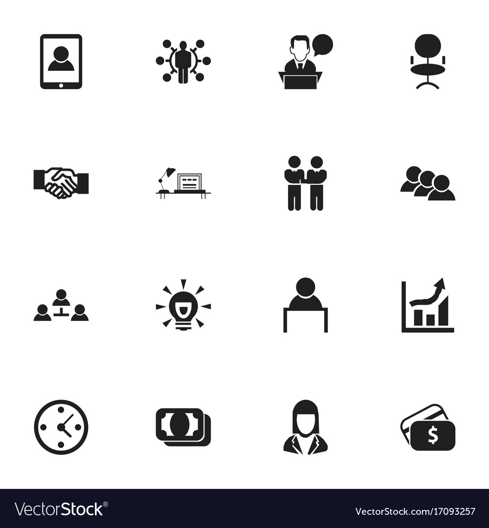 Set of 16 editable business icons includes Vector Image
